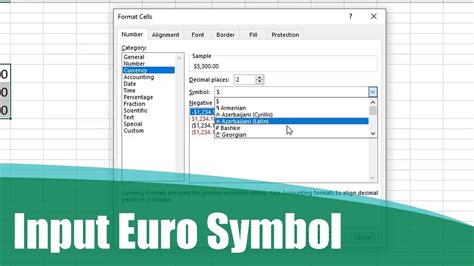 How To Input Euro Symbol In Excel YouTube