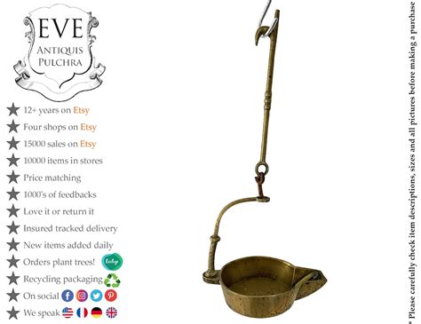 Antique French Brass Oil Lamp Burner Light Hanging Hook Decor Display