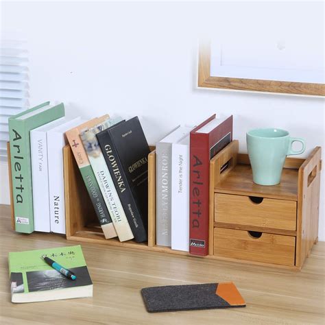 extensible desktop book rack with drawers