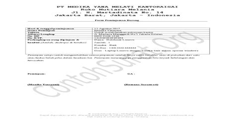 Contoh Form Peminjaman Barang Inventaris Kantor 01