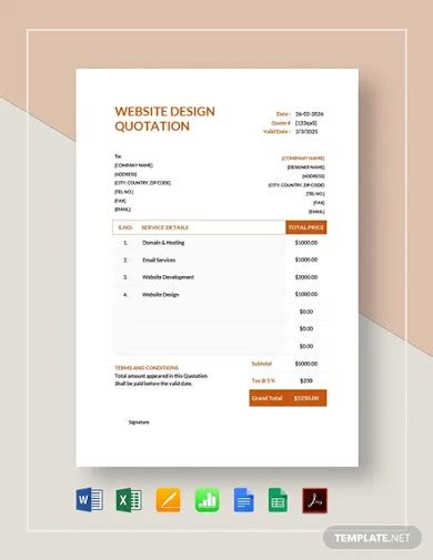 10 Design Quote Templates DOC XLS Pages Numbers Google Docs Google Sheets PDF
