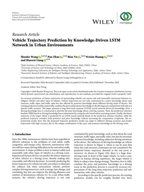 Pdf Vehicle Trajectory Prediction By Knowledge Driven Lstm Network In