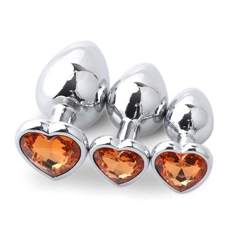 3 Size Set Diamond Butt Sex Toy Plug Anal Insert Heart Jeweled Gem S M