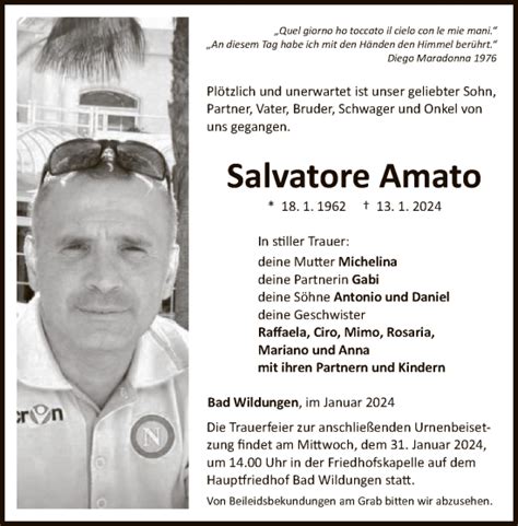 Traueranzeigen Von Salvatore Amato Trauer Wlz Online De
