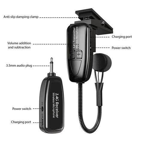 2 4g Saxophone Microphone Receiver Set Noise Reduction E0a8 Ebay