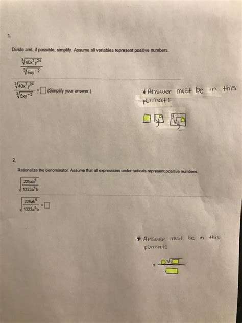 solved 1 divide and if possible simplify assume all