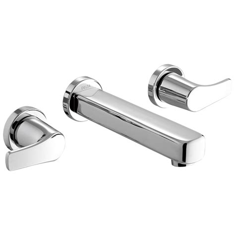 Two Handle Wall Mount Bathroom Faucet Trim In Chrome T32440 Wl Delta