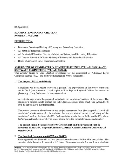 6023 And 6044 Exam Circular No 17 Of 2018 Pdf Test Assessment