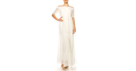Maison Tara Short Sleeve Tiered Maxi Dress In White Lyst