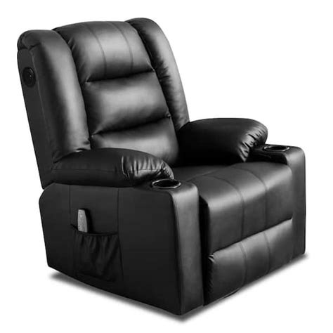 Lucklife Black Pu Leather 360 Degree Drink Holders Heated Massage