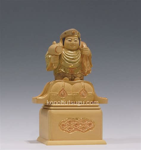 日蓮宗 大黒天 総柘植 淡彩色 河野佛具