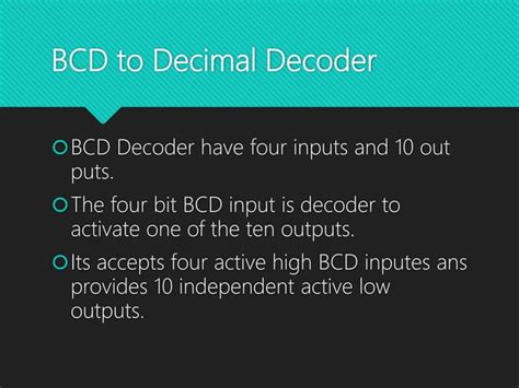 Digital Electronics Bcd And Decoder Pptx Programming Languages