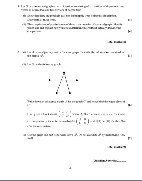 Solved 1 Let G Be A Connected Graph On N9 Vertices