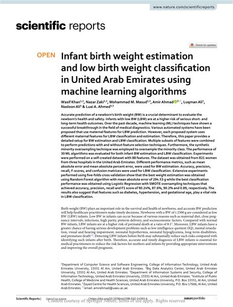 Pdf Infant Birth Weight Estimation And Low Birth Weight