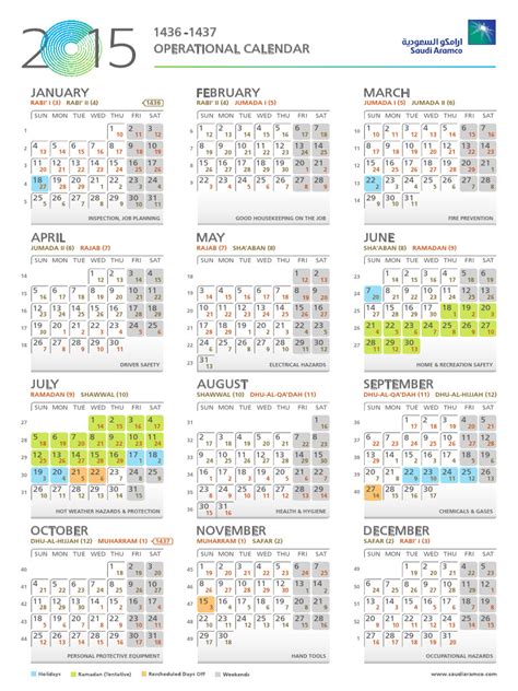 2015 Operational Calendar En Pdf Labor Relations Workplace