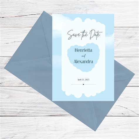 Cloudy Save The Date Canva Pro Template Etsy