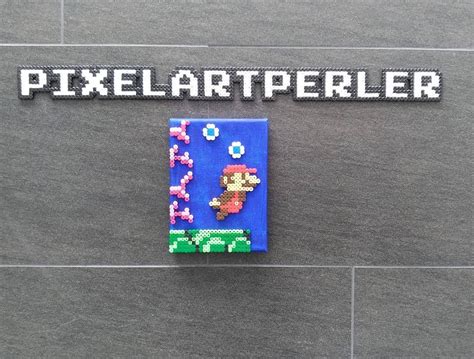 Super Mario Bros Nes Perler Beads Hama On Painted Canvas