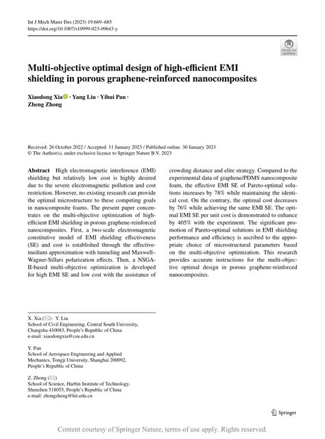 Multi Objective Optimal Design Of High Efficient EMI Shielding In