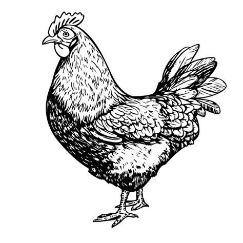 Premium Vector Cute Hen Standing Sketch Hand Drawn In Doodle Style