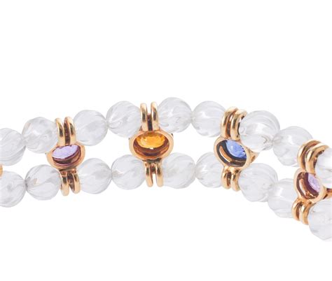 Bulgari Multi Color Sapphire Crystal Gold Choker Necklace For Sale At