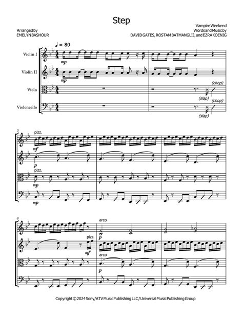 Step By Vampire Weekend Cello Viola Violin Advanced Digital Sheet