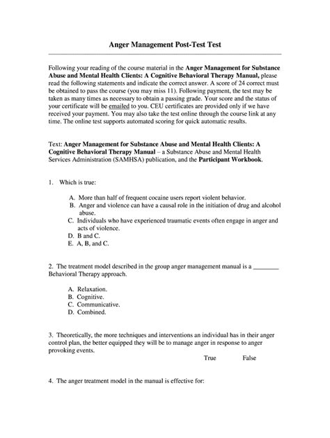 Printable Anger Management Completion Certificate Template