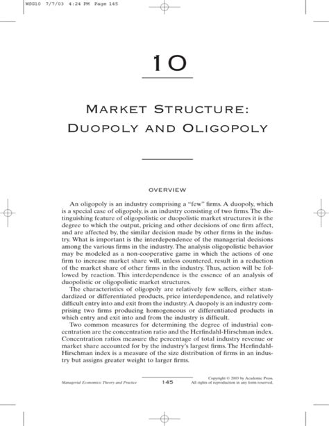 Duopoly And Oligopoly Market Structure Analysis
