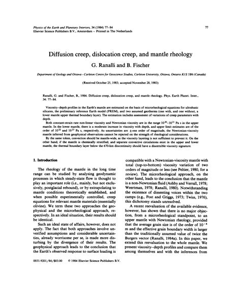 Pdf Diffusion Creep Dislocation Creep And Mantle Rheology