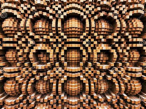 Abstract Wooden Cubes Forming A Geometric Pattern Background Stock