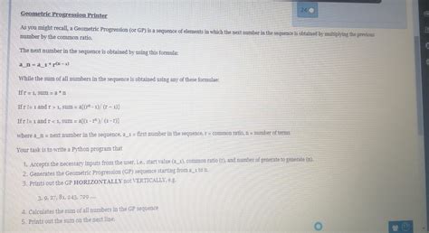 Solved 124 Geometric Progression Printer As You Might