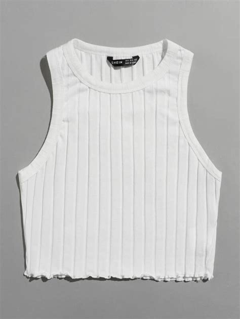 SHEIN EZwear Lettuce Trim Rib Knit Tank Top SHEIN EUR