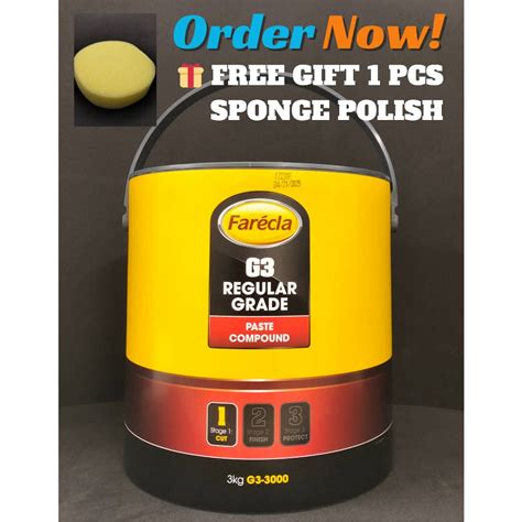FARECLA G3 REGULAR GRADE PASTE COMPOUND / POLISH - 3KG(FREE 1 PCS ...