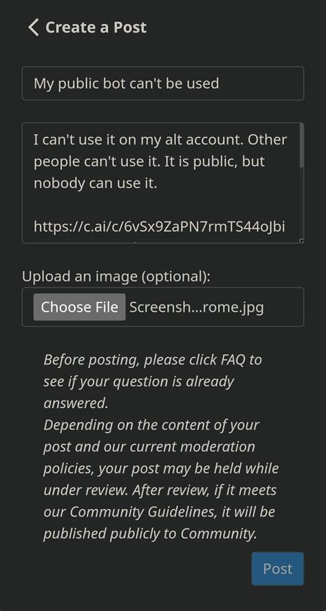 Post Not Sending Rcharacterai