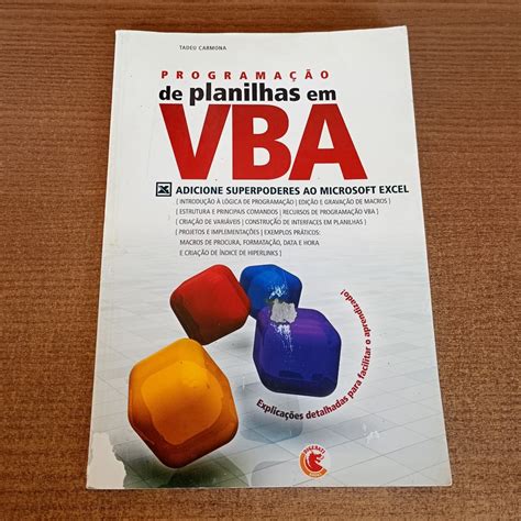 Livro Programação De Planilhas Em Vba Tadeu Carmona Shopee Brasil