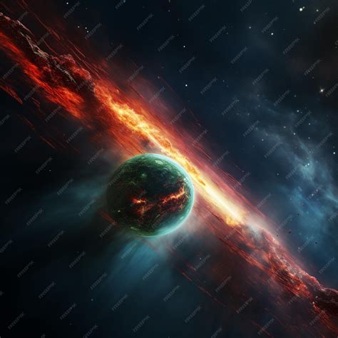 Premium Ai Image A Giant Red Hot Meteor With Long Barreling Beautiful Image Ai Generated Art