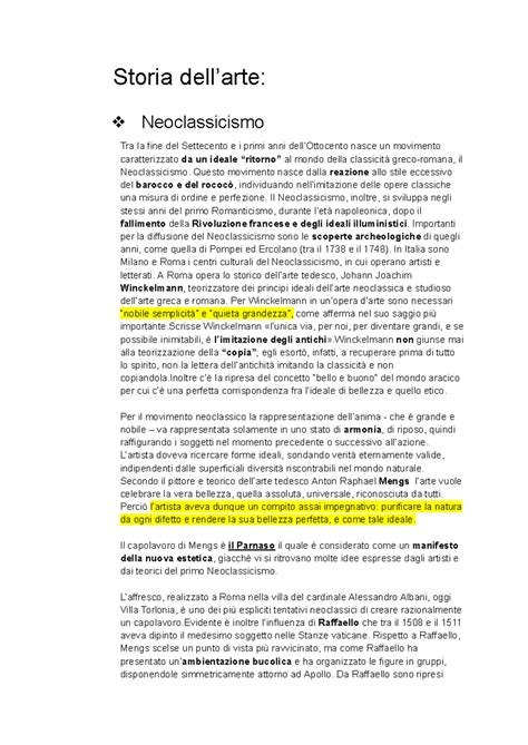 Storia Dellarte Appunti Per La Maturità Dal Neoclassicismo Fino Alla