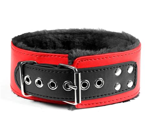 Leather Plush Necklaces Collar Restrain Traction Rope Bdsm Bondage