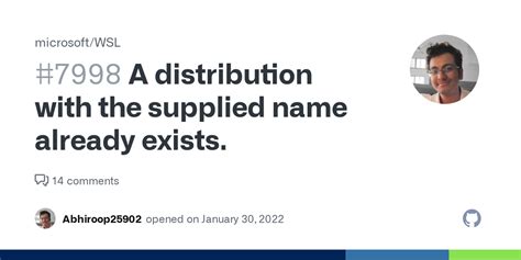 A Distribution With The Supplied Name Already Exists · Issue 7998 · Microsoftwsl · Github