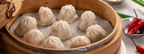 Steamed Pork Soup Dumplings Named Xiao Long Bao In Taiwan Stock Image