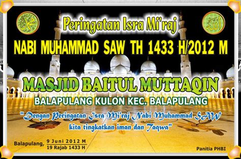 Desain Background Peringatan Isro Mi Roj Saling Sharing