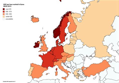 Labour Productivity Levels In Europe Cartography Map History