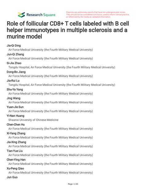 Pdf Role Of Follicular Cd8 T Cells Labeled With B Cell Helper
