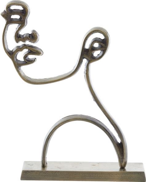 Deco Beeld Face Goud Metaal Antiek Brons 48x33x8cm Hxbxd Light