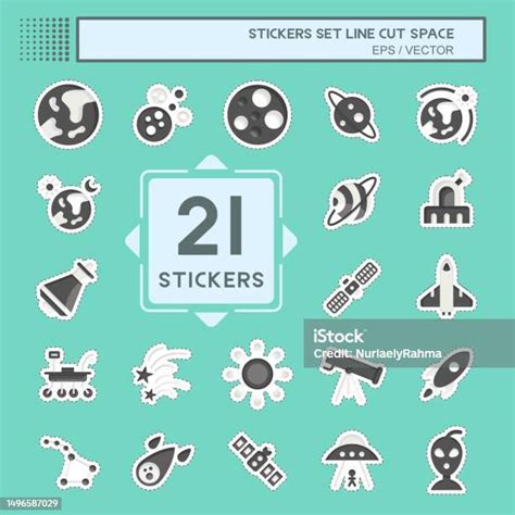 Garis Stiker Memotong Set Space Terkait Dengan Simbol Pendidikan Desain