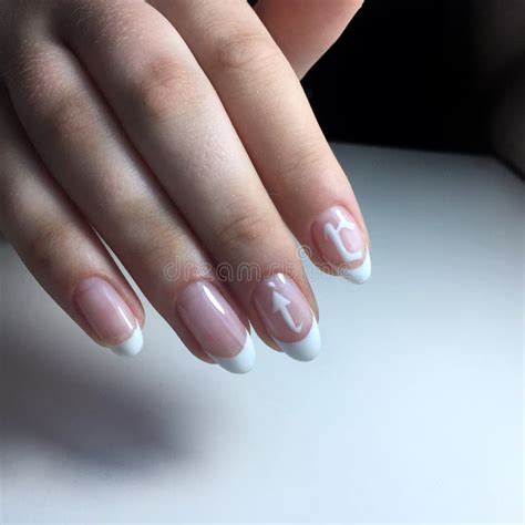 French Manicure On The Nails French Manicure Design Stockbild Bild