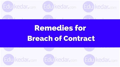 Remedies For Breach Of Contract Explain Meaning With Example