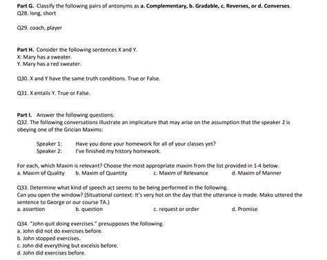 Part G Classify The Following Pairs Of Antonyms As