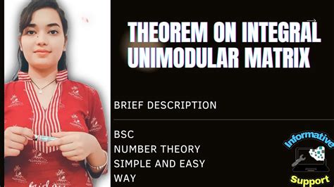 Bsc Math Theorem Based On Integeral Unimodular Matrix Youtube