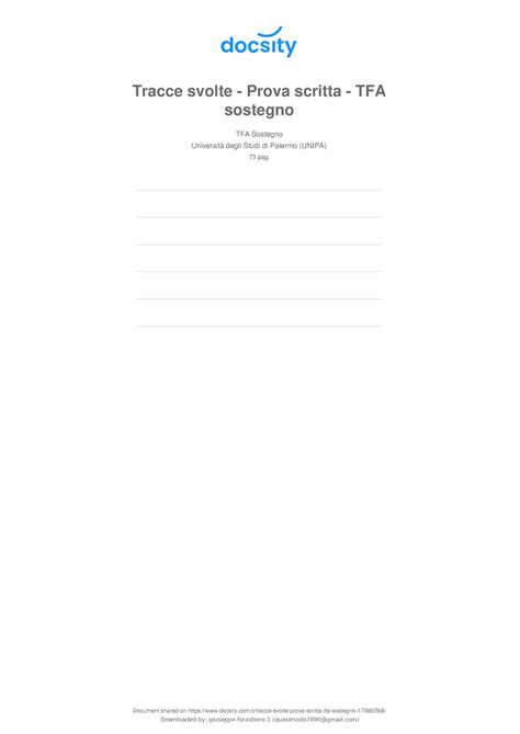 Docsity Tracce Svolte Prova Scritta Tfa Sostegno 1 Tracce Svolte