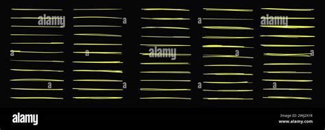 Underline Strikethrough Neon Yellow Lines Set Vector Illustration Stock Vector Image Art Alamy